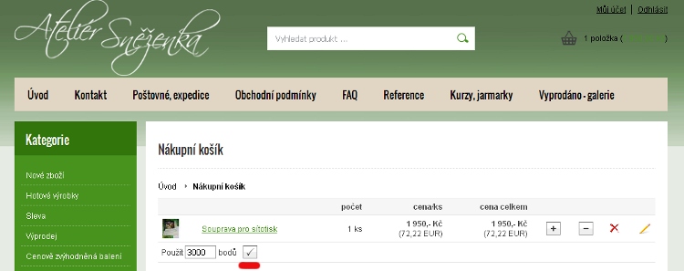 Ateliér Sněženka - Věrnostní program